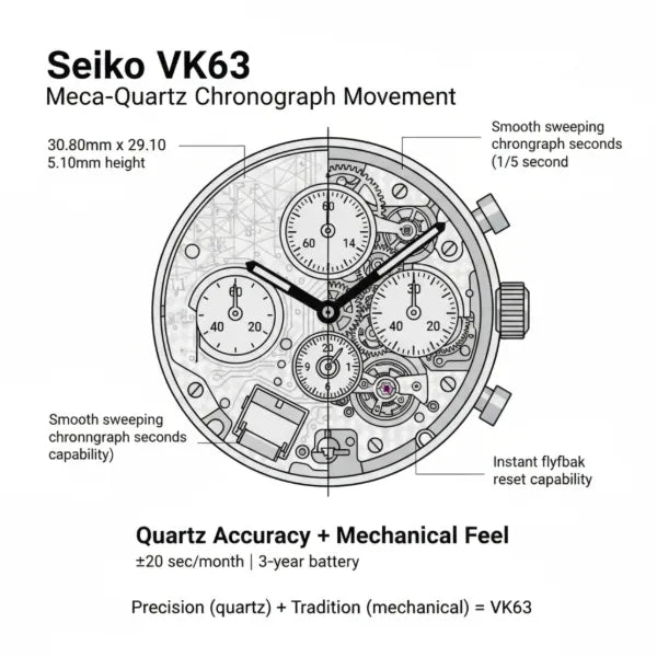 Seiko VK63 Movement: The Meca-Quartz Chronograph Hybrid – SKYRIM WRIST